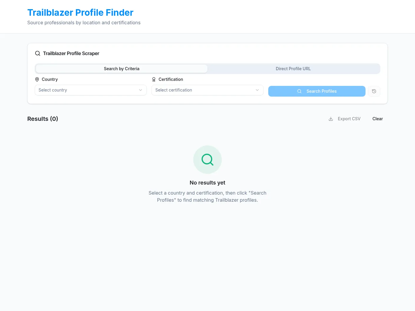 Trailblazer Profile Scraper & Search Tool