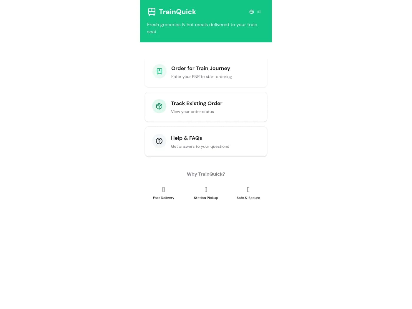 TrainQuick – Instant Grocery & Food Delivery to Your Train Seat via PNR