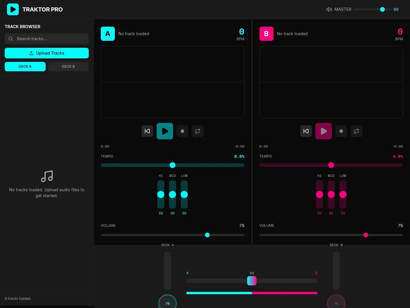 Traktor Pro Clone - Web-based DJ Mixing Platform