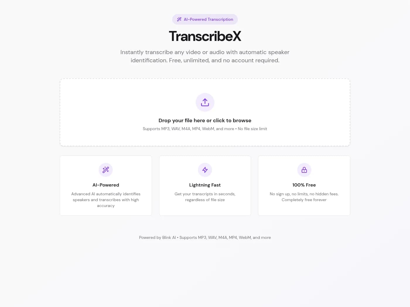 TranscribeX: Instantly Transcribe and Identify Speakers in Any Video or Audio