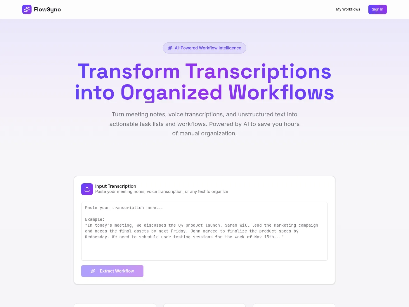 Transcription-Powered Workflow Organizer