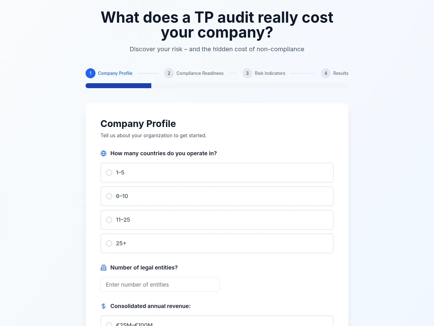 Transfer Pricing Audit Risk & Cost Calculator for Multinationals