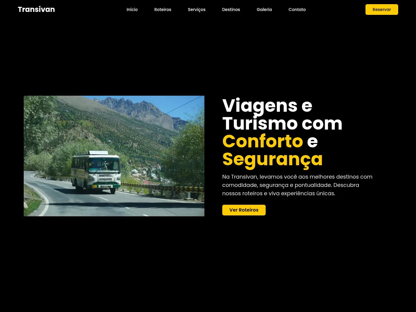 Transivan Hero Section – Viagens e Turismo