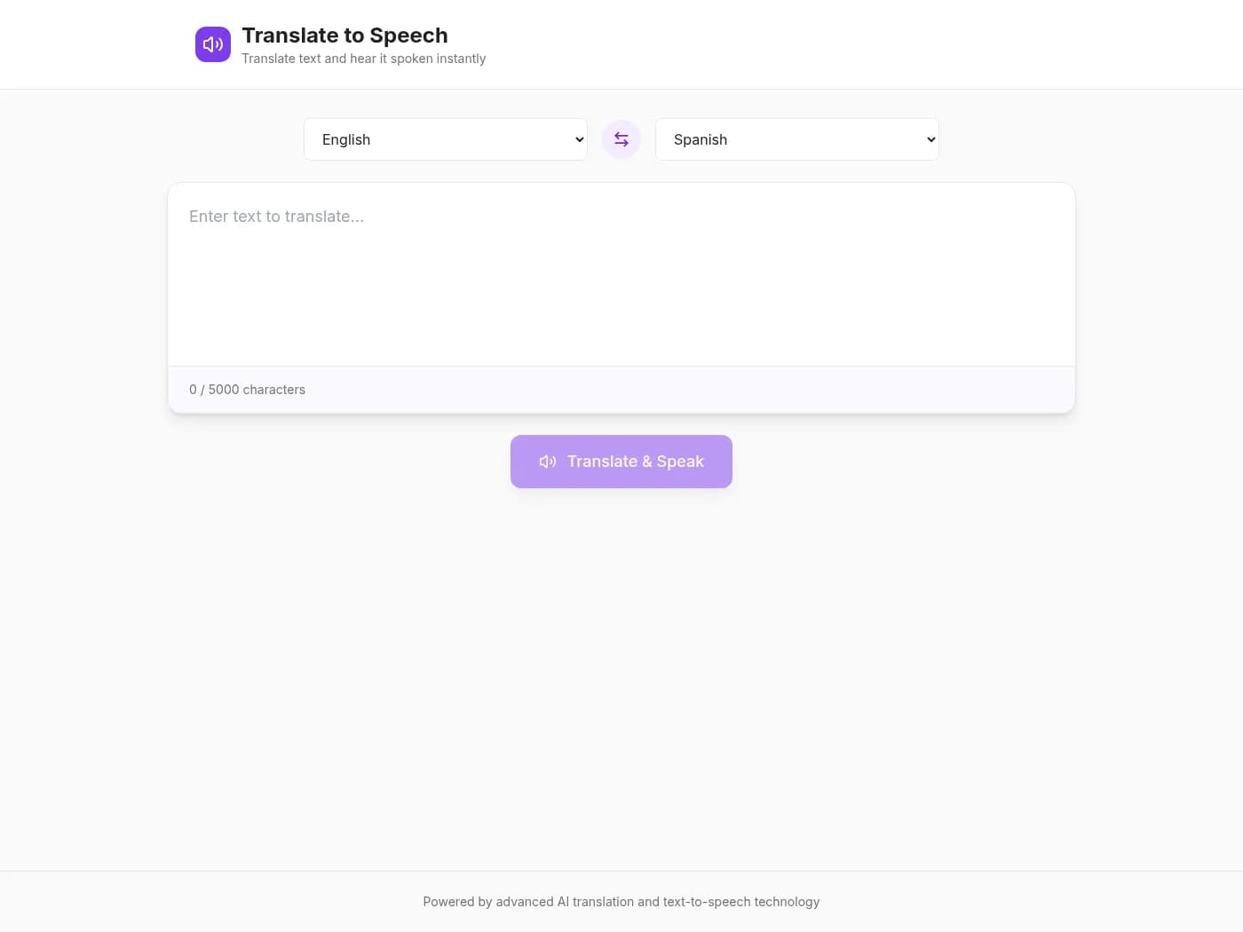 Translate to Speech Web App