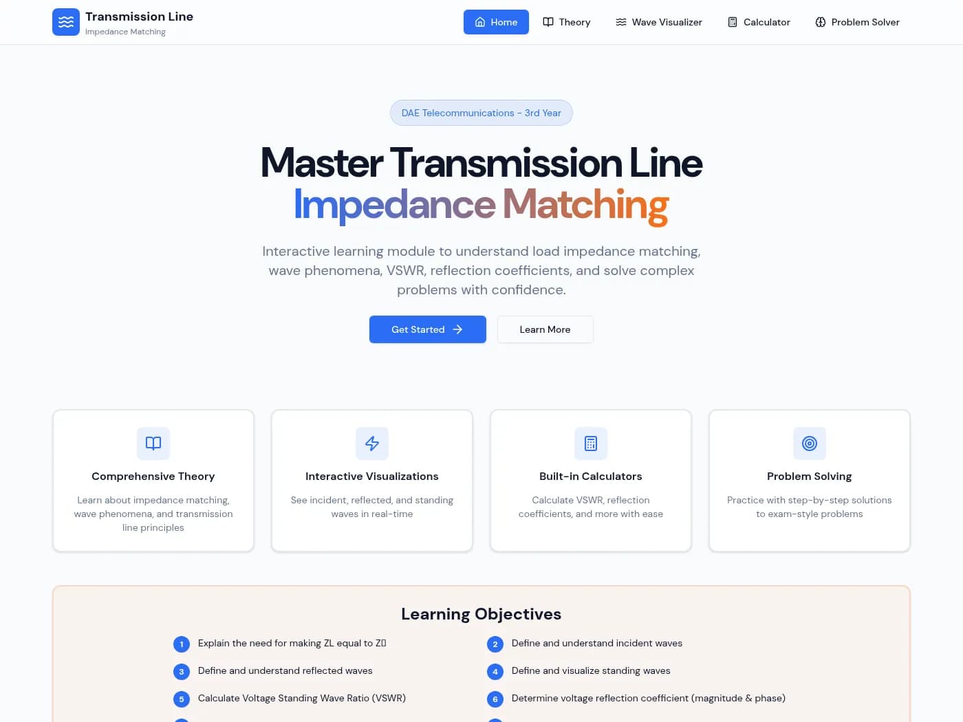 Transmission Line Impedance Matching Module for DAE Telecom Students
