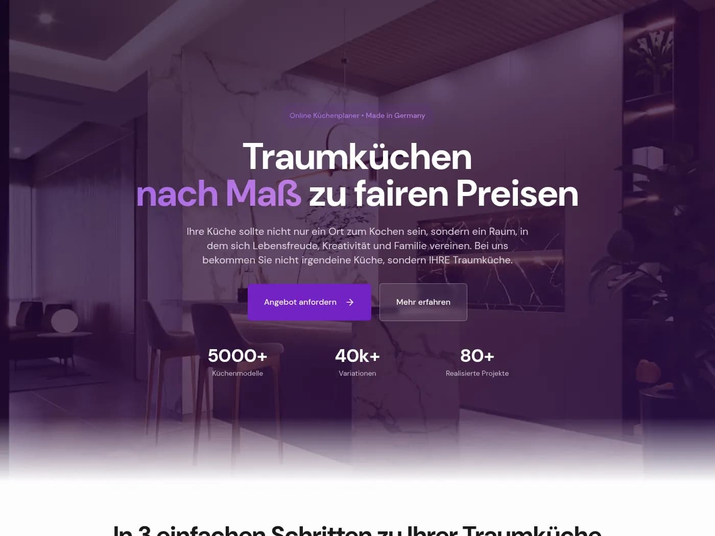 Traum Küchen Landing Page with Client Inquiry Form