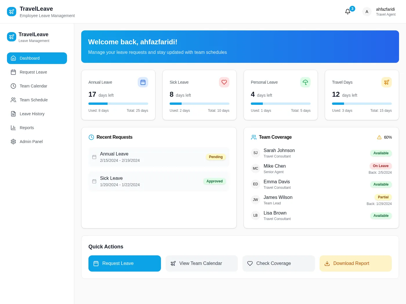 Travel Agency Employee Leave Management System