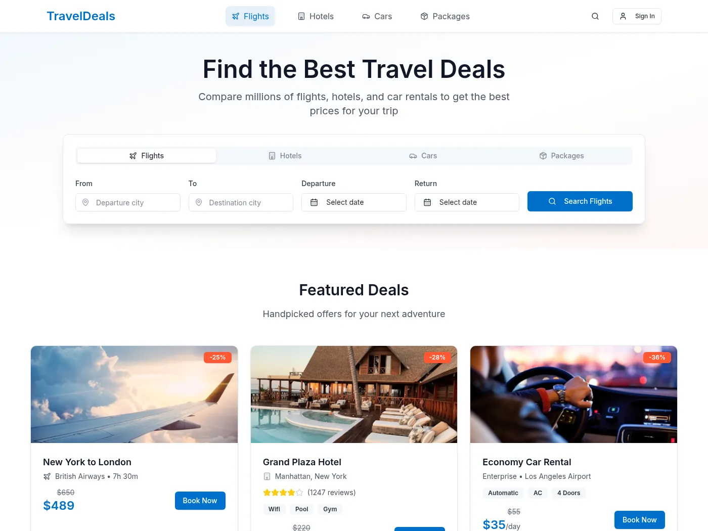 Travel Deals Booking Platform