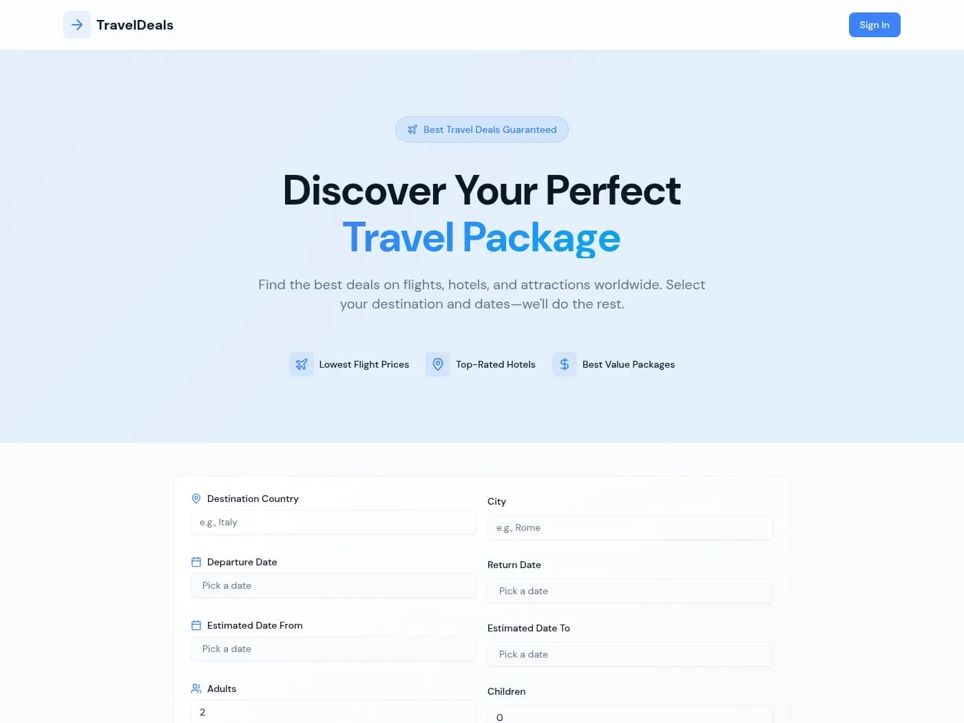 Travel Deals Finder App