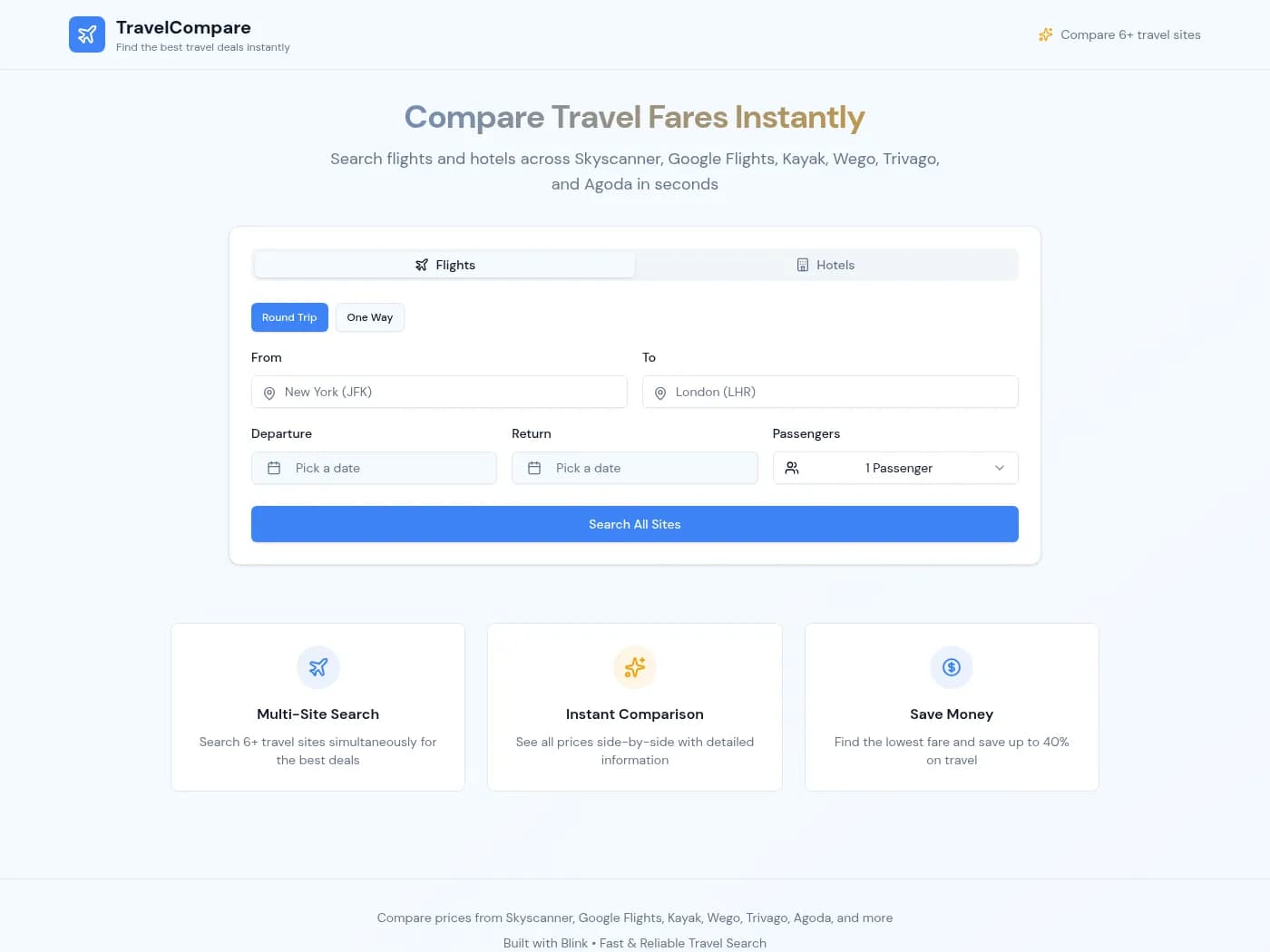 Travel Fare Aggregator and Comparator