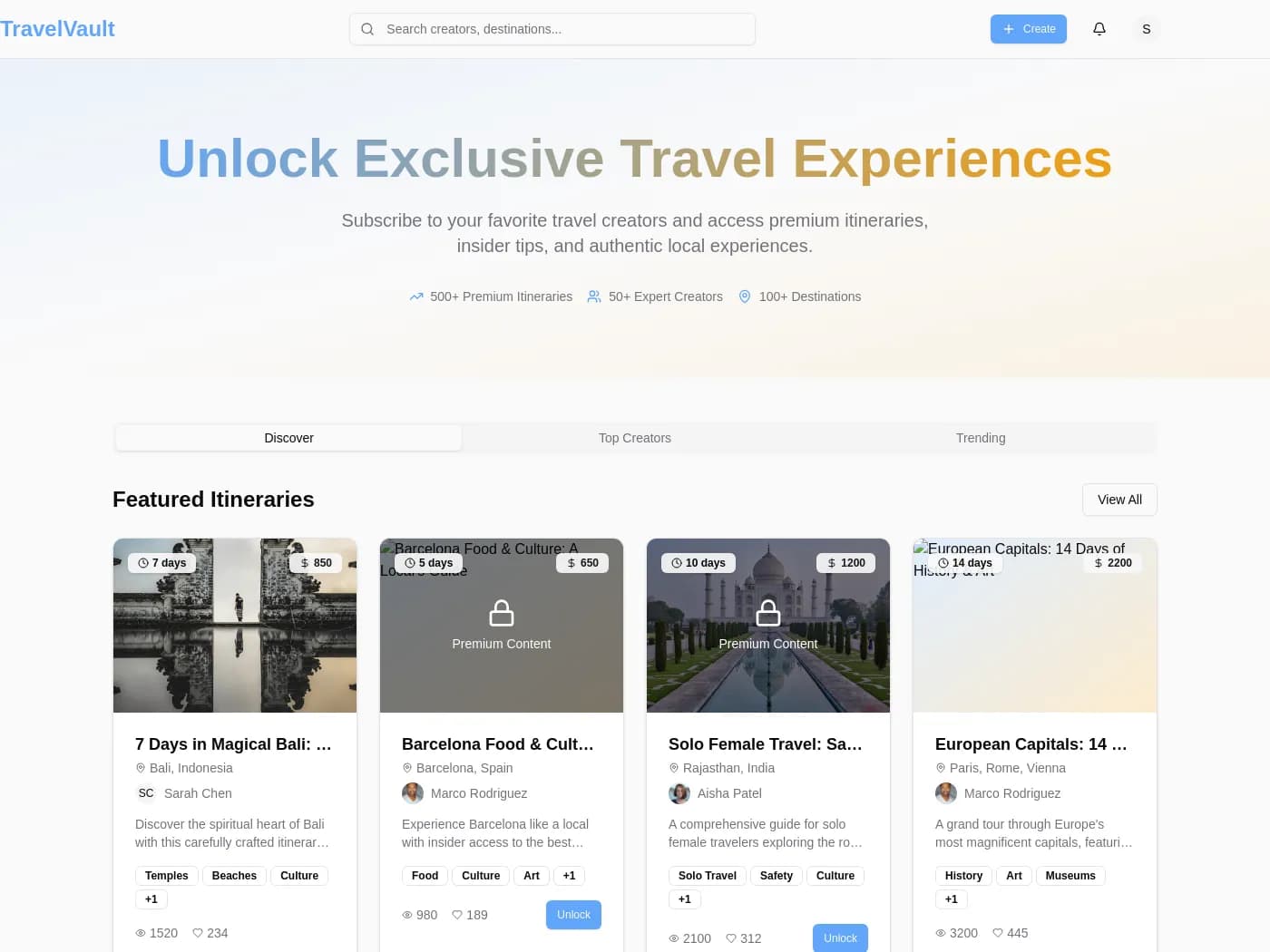 Travel Itinerary Subscription Platform