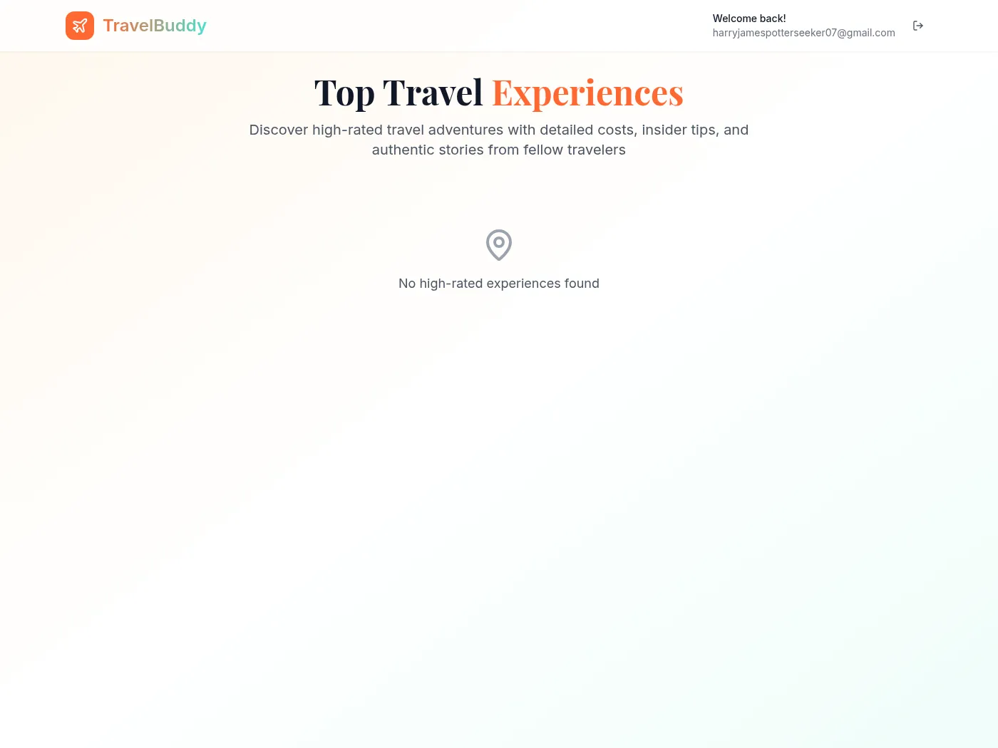 TravelBuddy High Rated Experiences Explorer