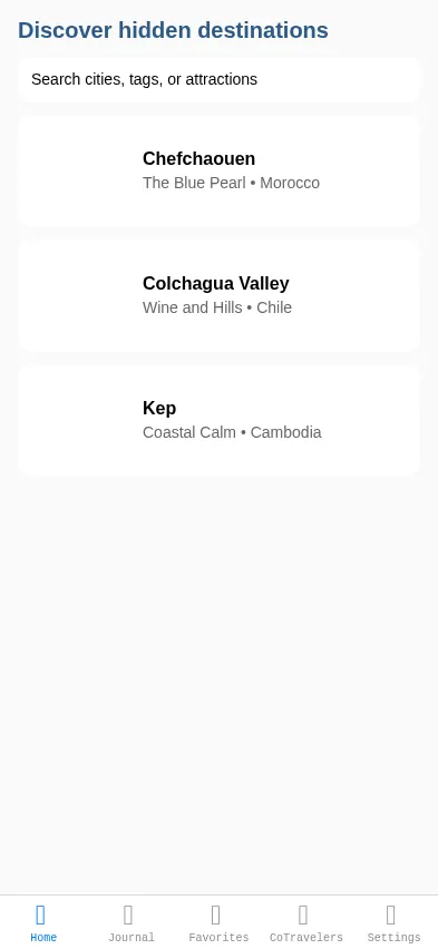 Traveller – Hidden Destinations Mobile App for Explorers