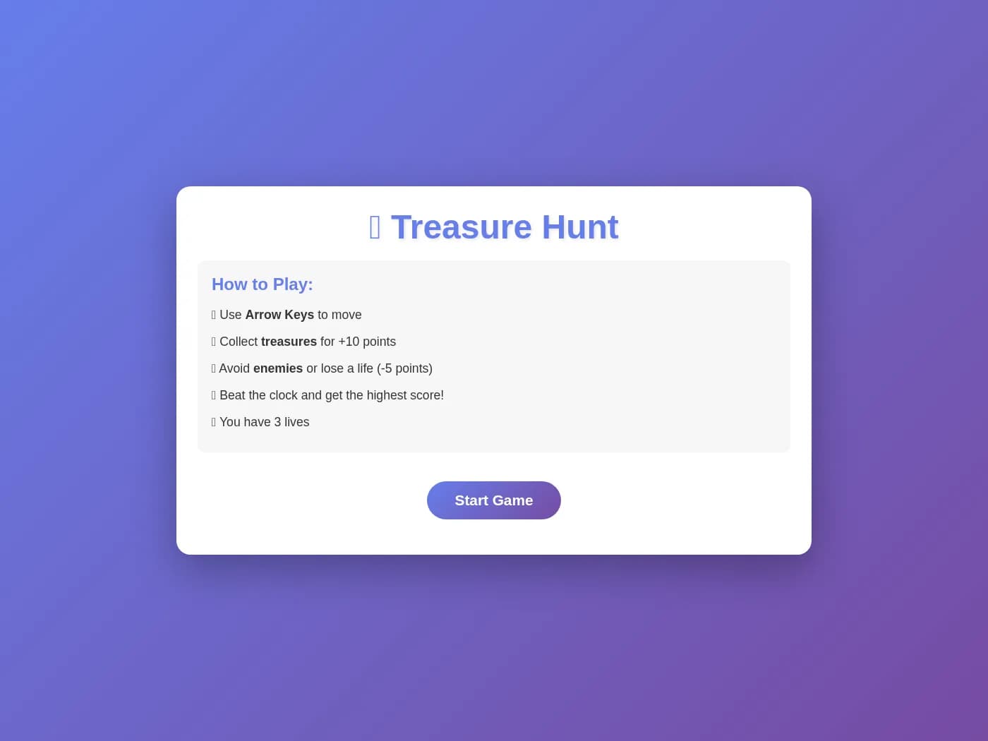 Treasure Hunt — Simple Web Game for Beginners
