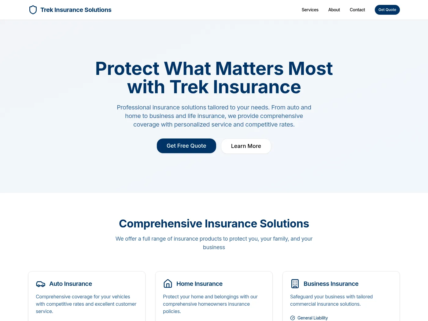 Trek Insurance Solutions Web Portal