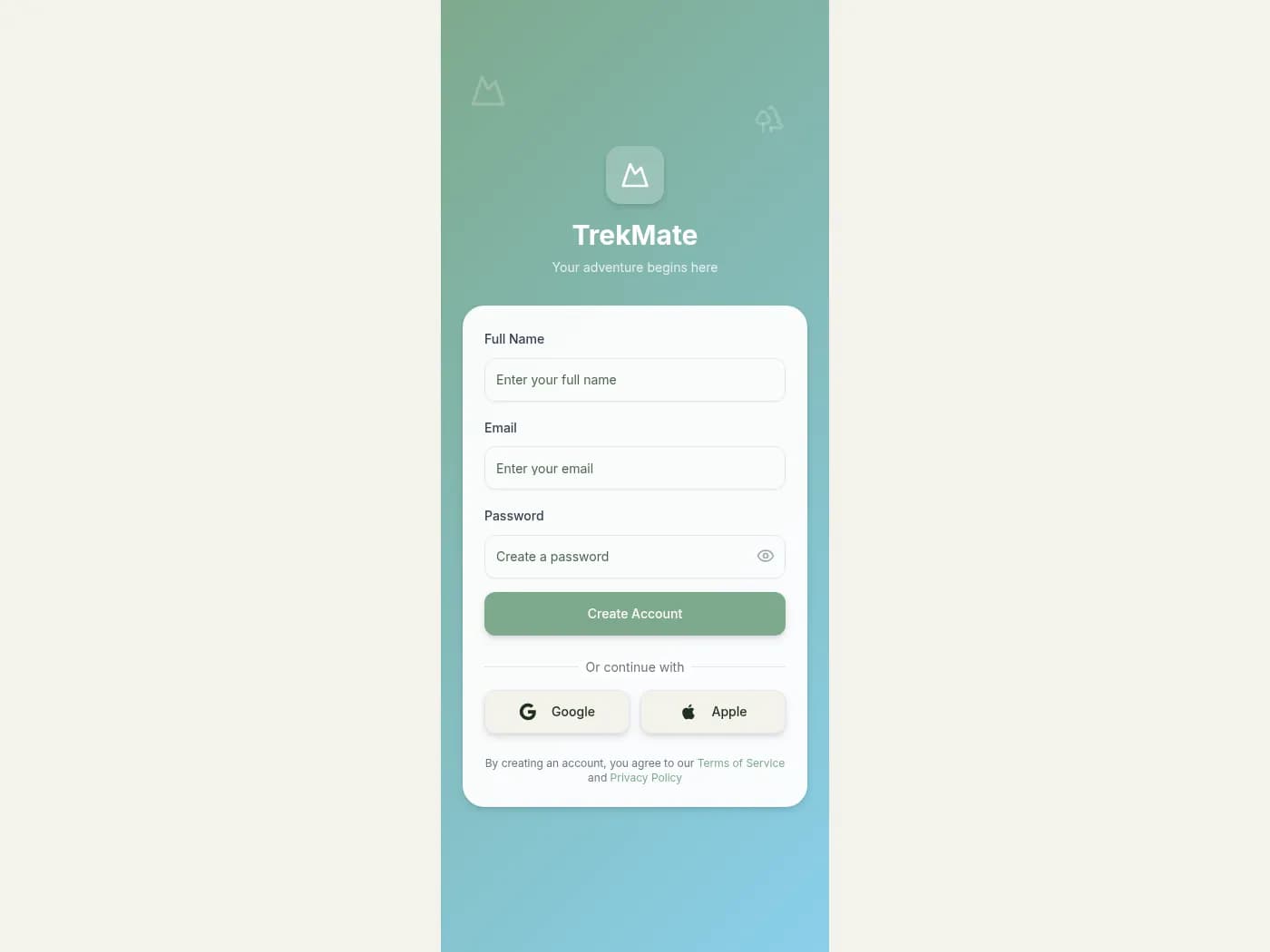 TrekMate Premium Mobile App UI Kit