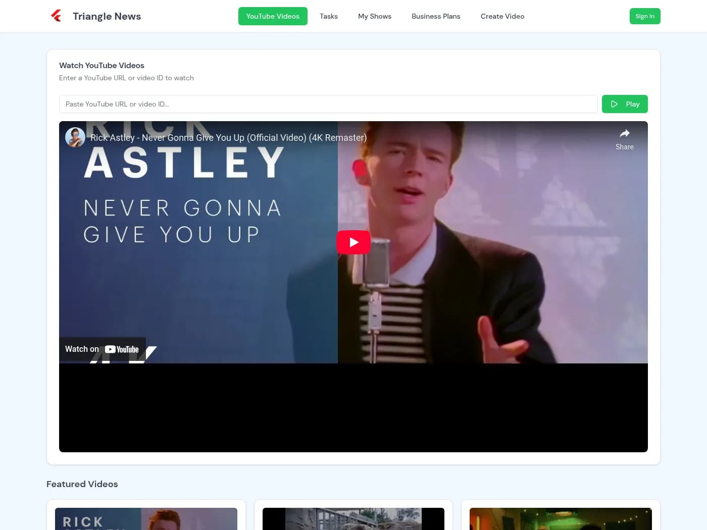 Triangle News: Create Shows, Business Plans & Watch YouTube