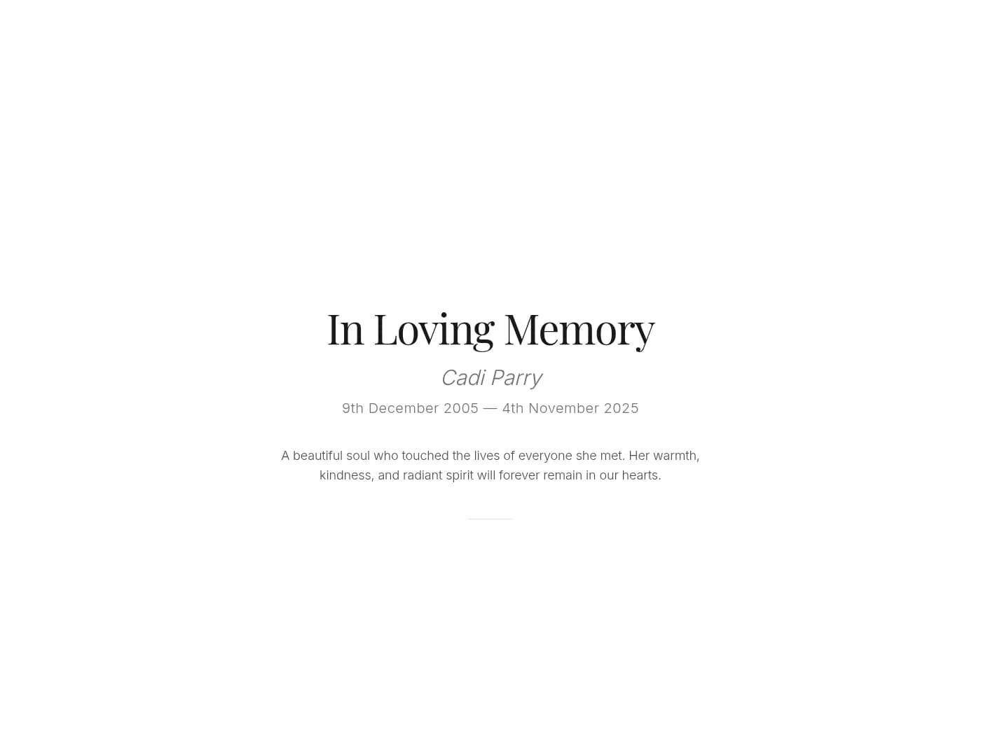 Tribute Website for My Sister: A Timeless Black & White Memorial