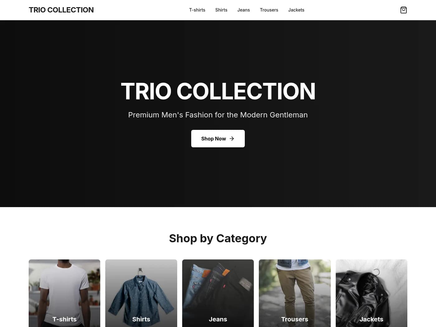 Trio Collection: Modern E-Commerce Website for Men’s Fashion