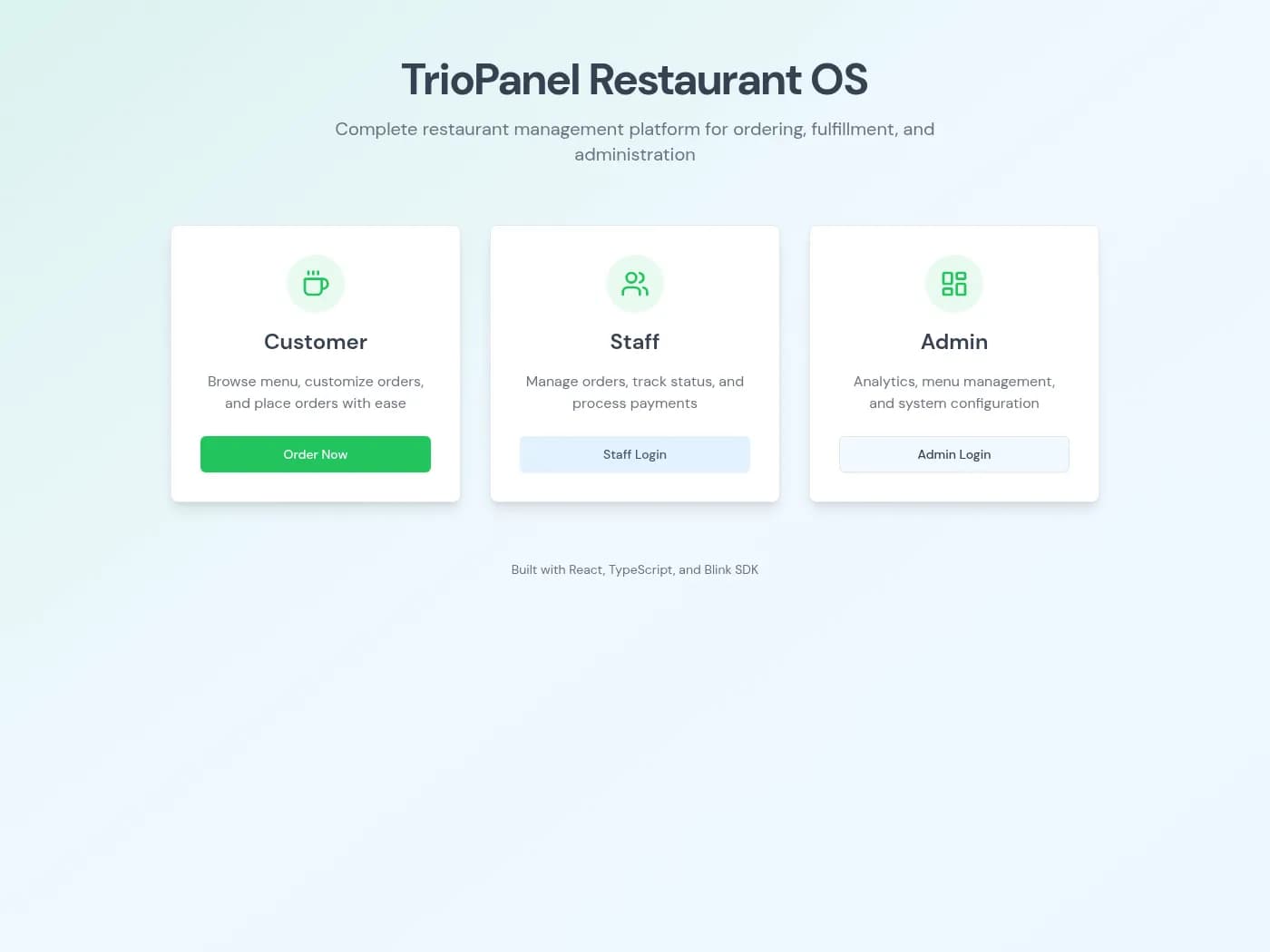 TrioPanel Restaurant OS – Full-Stack Ordering, Fulfillment, & Administration Platform