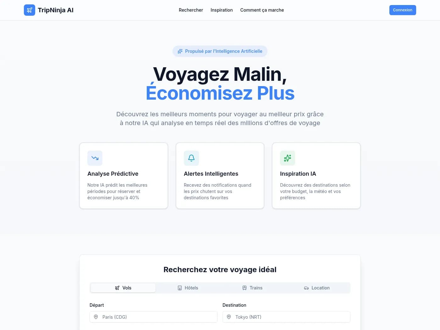 TripNinja AI – Plateforme SaaS d’Optimisation de Bons Plans Voyage par IA