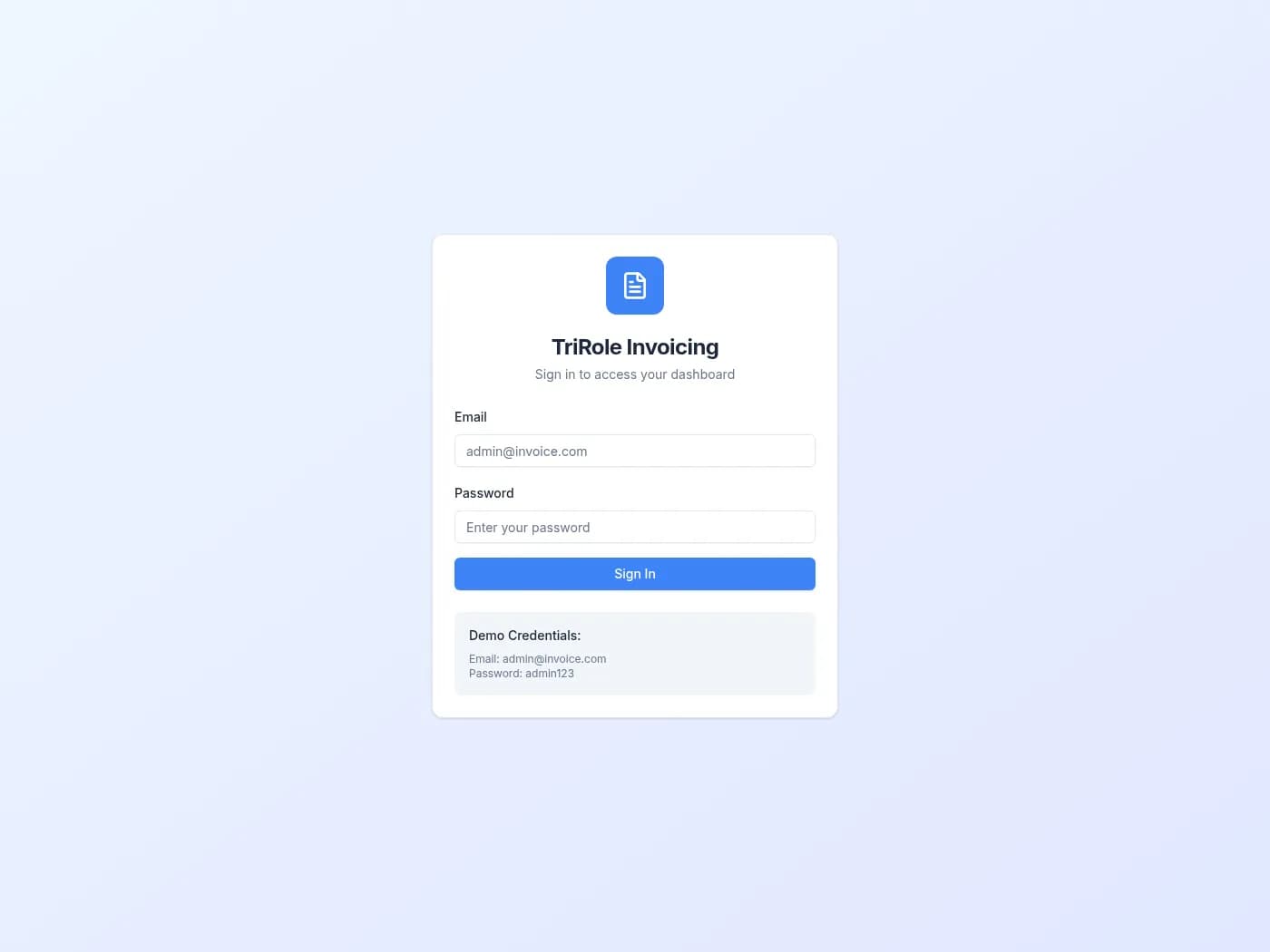 TriRole Invoicing Platform