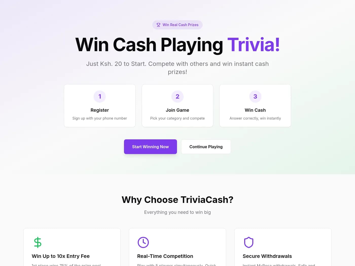 TriviaCash: Real-Time Multiplayer Trivia Platform with Instant Cash Prizes & AI-Powered Questions