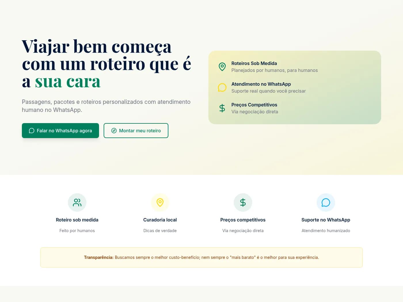 Tropicália Premium Landing Page for Humanized WhatsApp Travel Leads