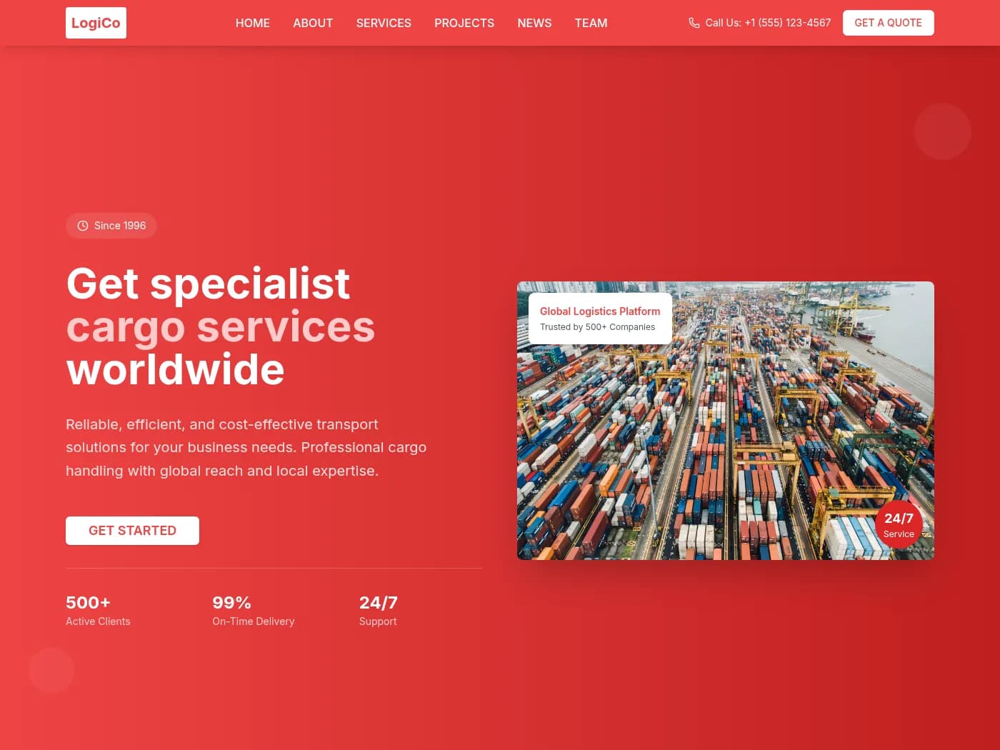 Truck Insurance Service Landing Page