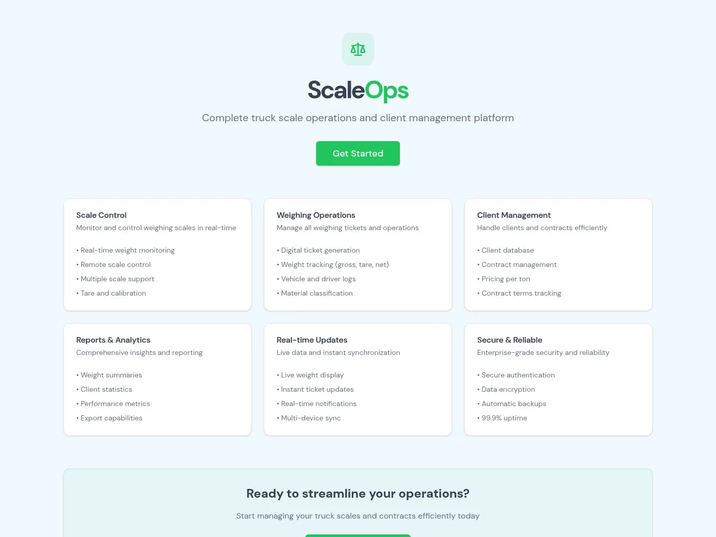 Truck Scale Operations & Client Management Platform