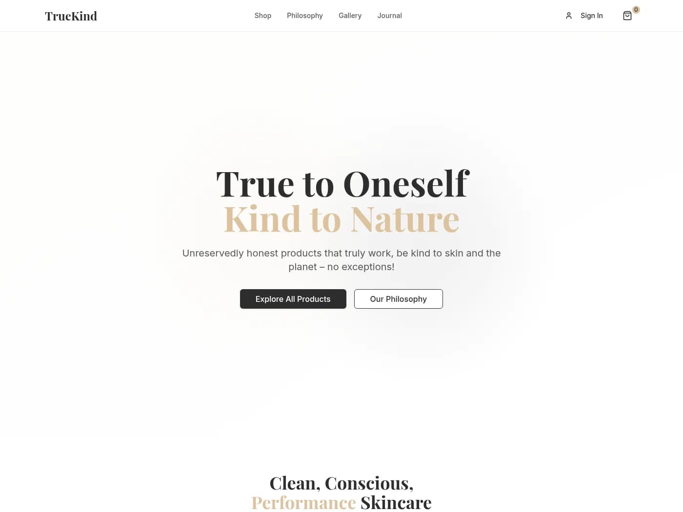 TrueKind Skincare Ecommerce Platform