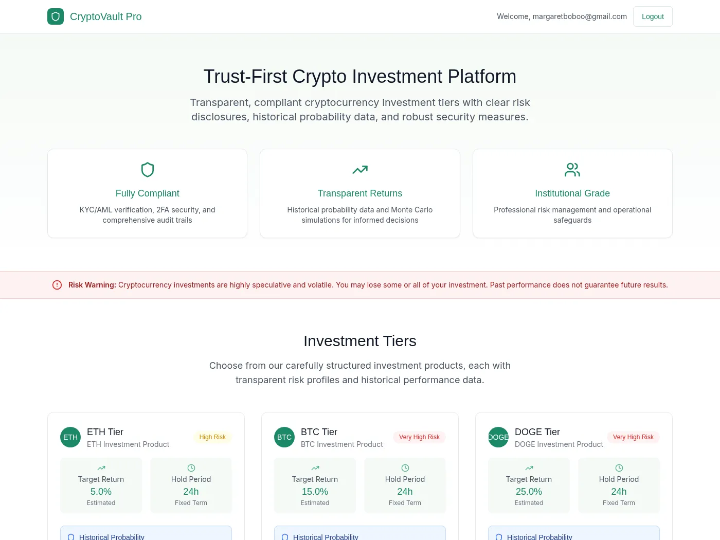 Trust-First Crypto Investment Platform with Compliant Tiered Offerings