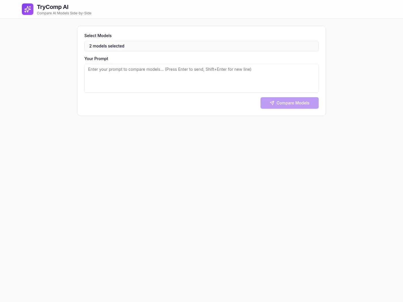 TryComp AI Clone: Interactive AI Comparison Tool