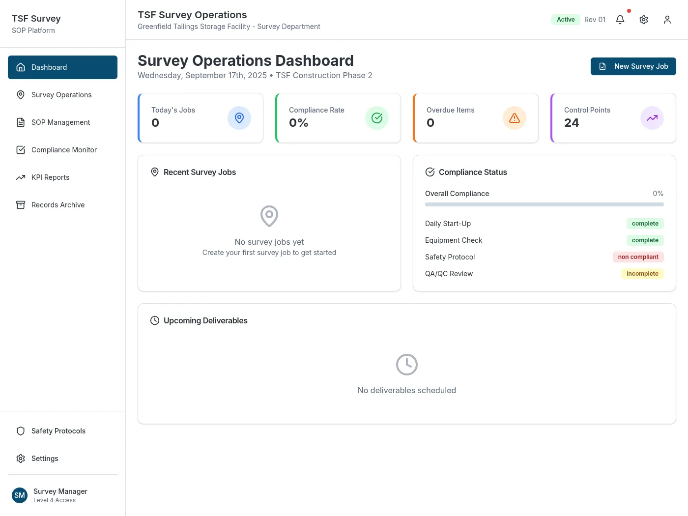 Greenfield TSF Survey SOP Automation & Compliance Platform