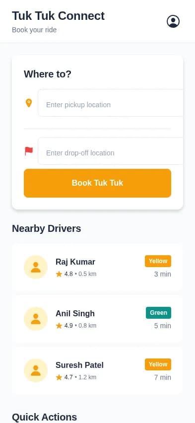 Tuk Tuk Connect: Effortless Tuk Tuk Ride Booking Mobile App
