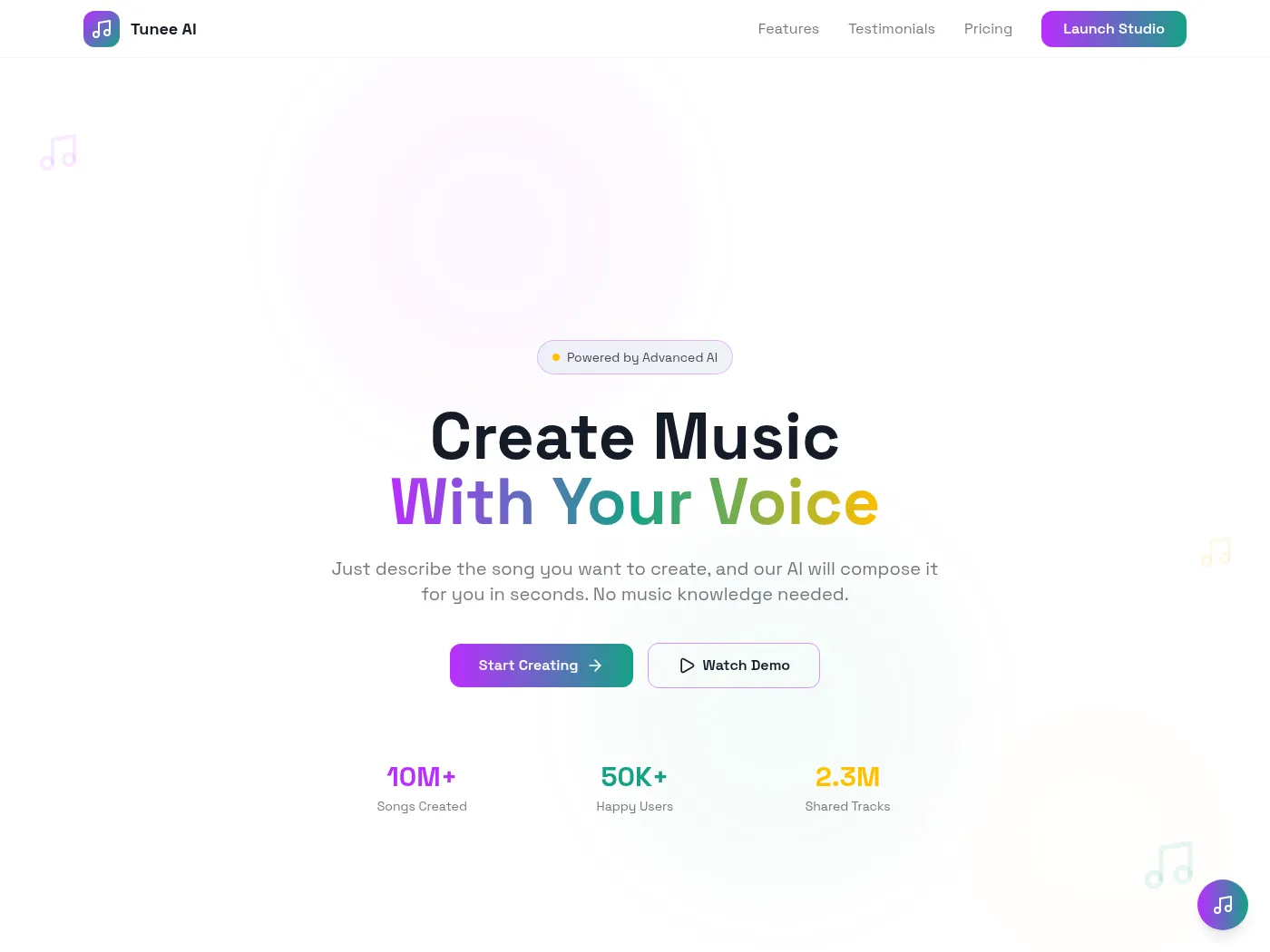 Tunee AI Clone - AI-Powered Music Generation Platform