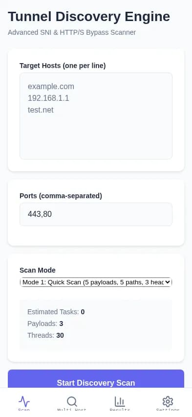 TunnelGen Pro: Advanced SNI & HTTP/S Tunnel Scanner Mobile App