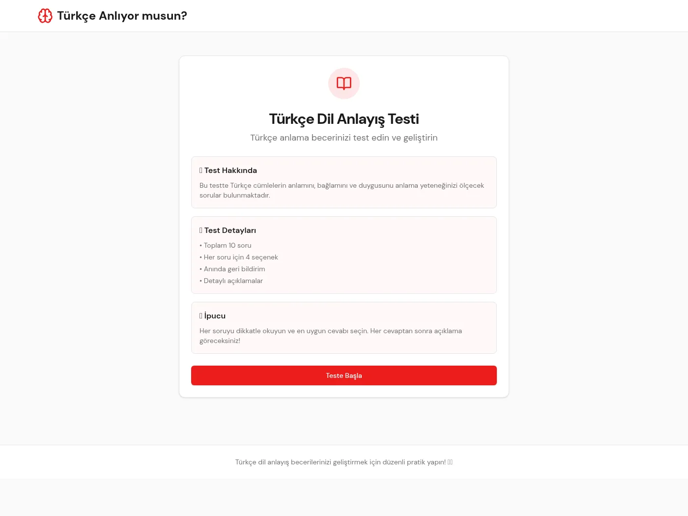 Türkçe Anlıyor musun? – Türkçe Dil Anlayış Testi