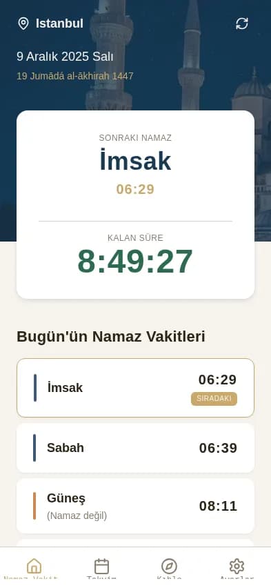Turkey Prayer Times – Mosque-Style Mobile App