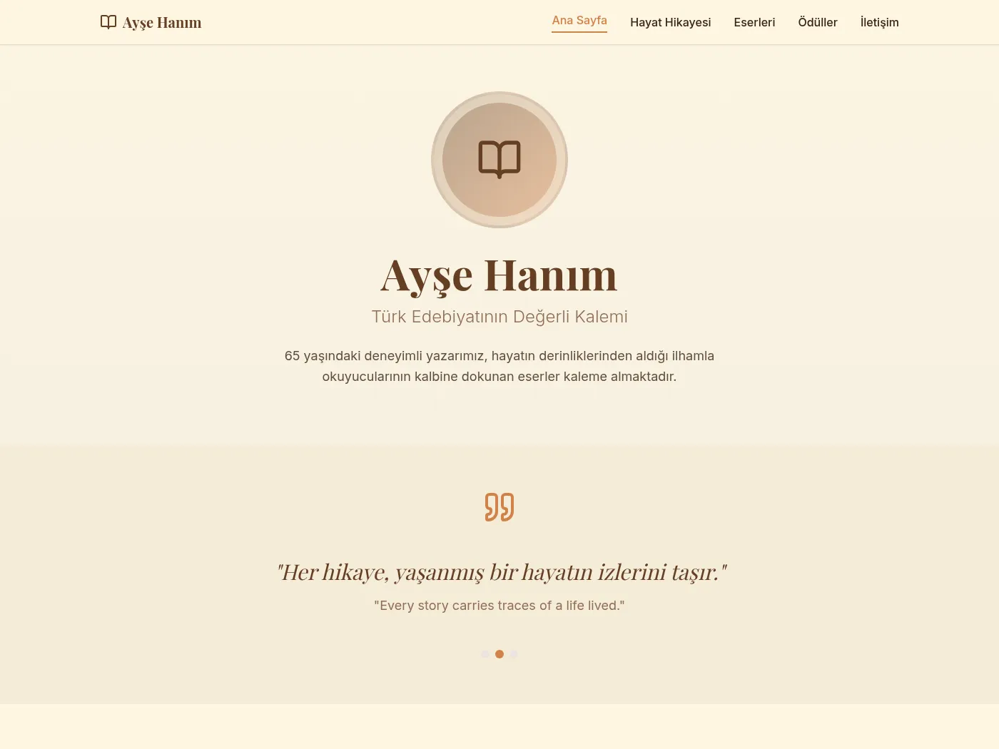 Turkish Writer Showcase Webpage