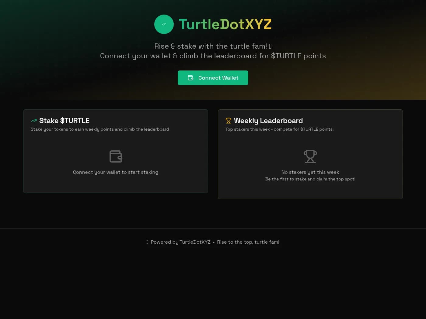 TurtleDotXYZ Web Staking and Leaderboard App