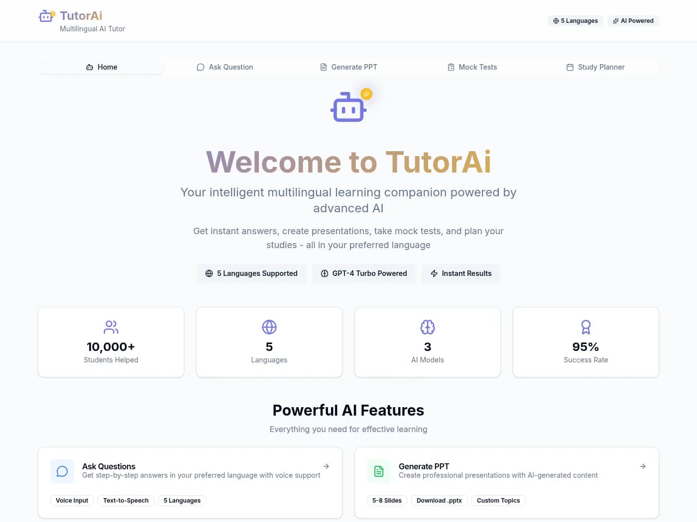 TutorAi: Multilingual AI-Powered Educational Platform