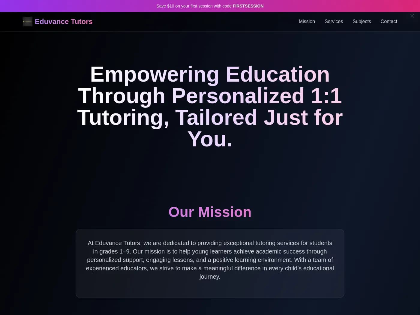 Modern Tutoring Business Website
