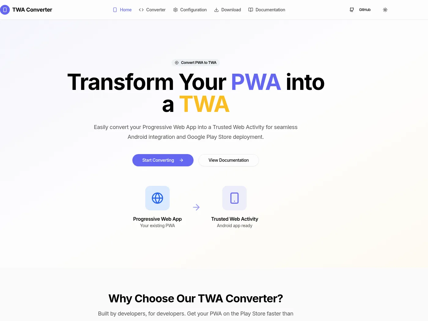 TWA Application Converter for PWA