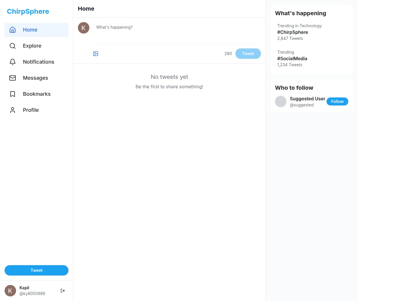 ChirpSphere - A Modern Twitter Clone