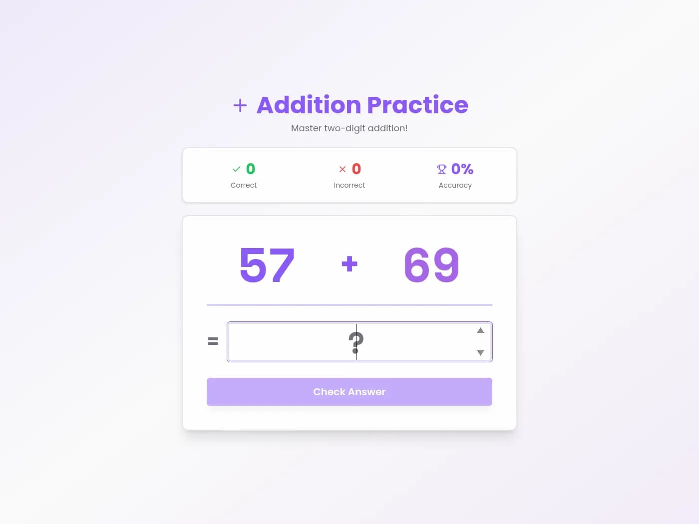 Two Digit Addition App