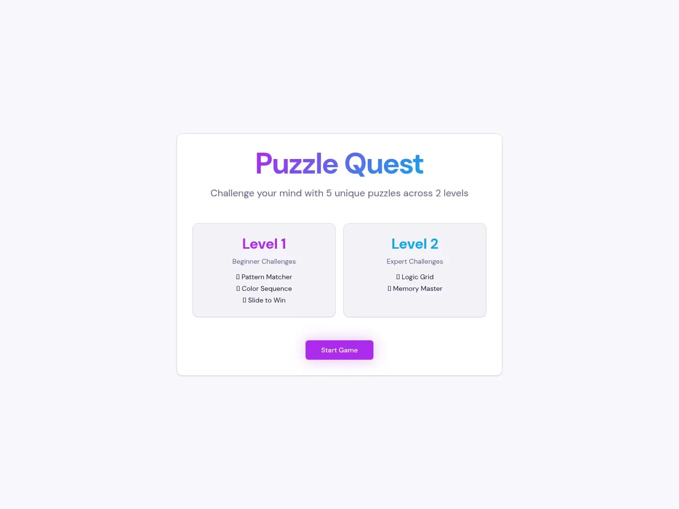 Two-Level Puzzle Quest