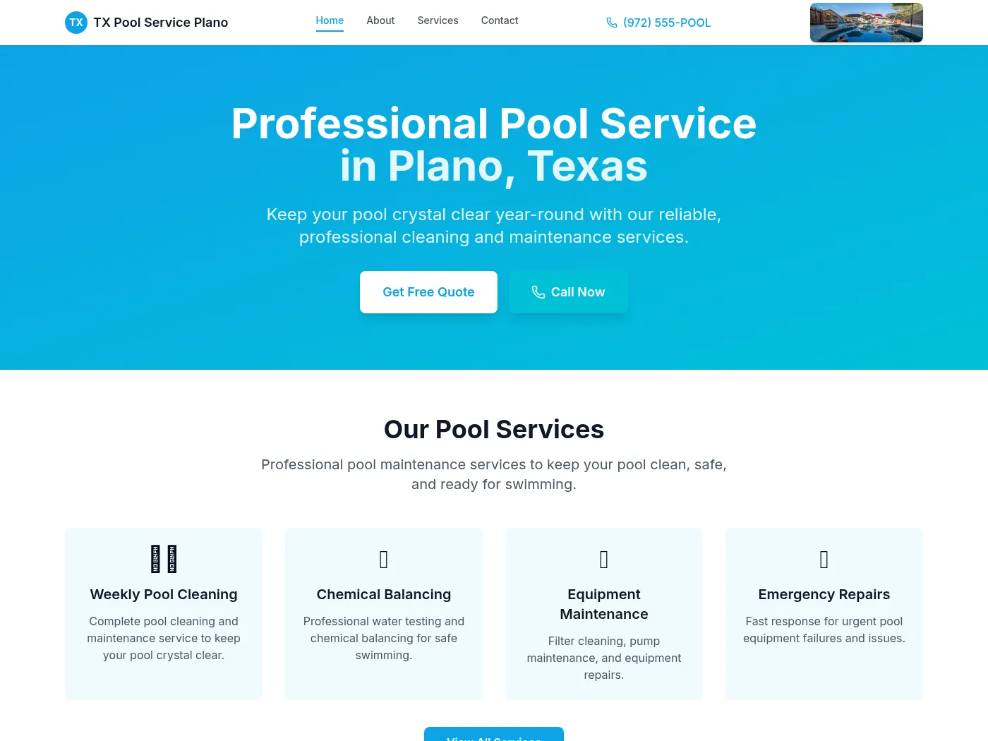 TX Pool Service Plano Business Website