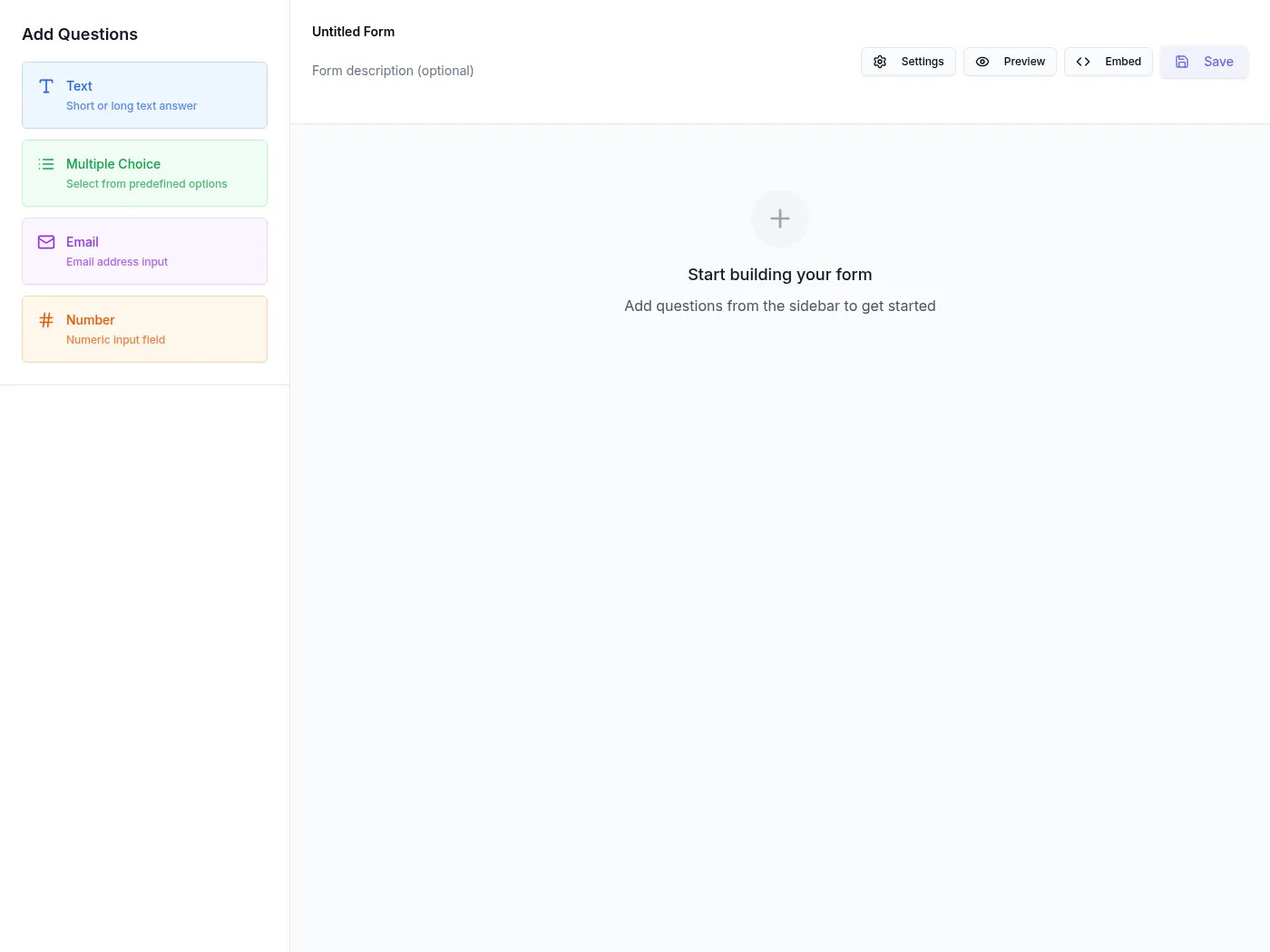 Typeform-Style Form Builder with Conditional Logic and Previews
