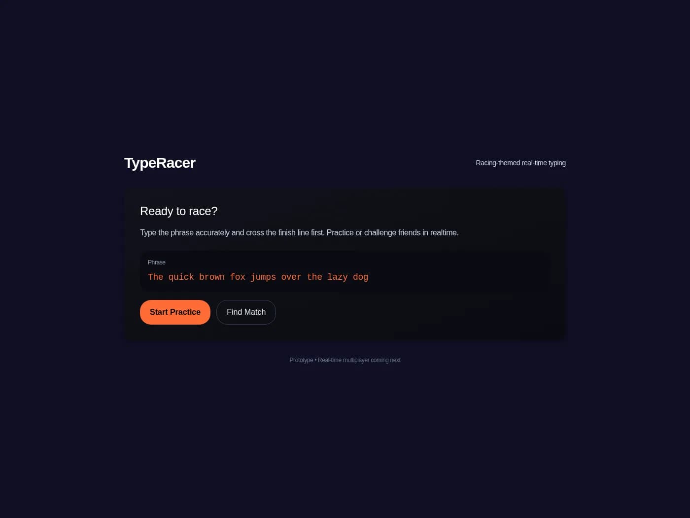 TypeRacer: Real-Time Competitive Typing Game
